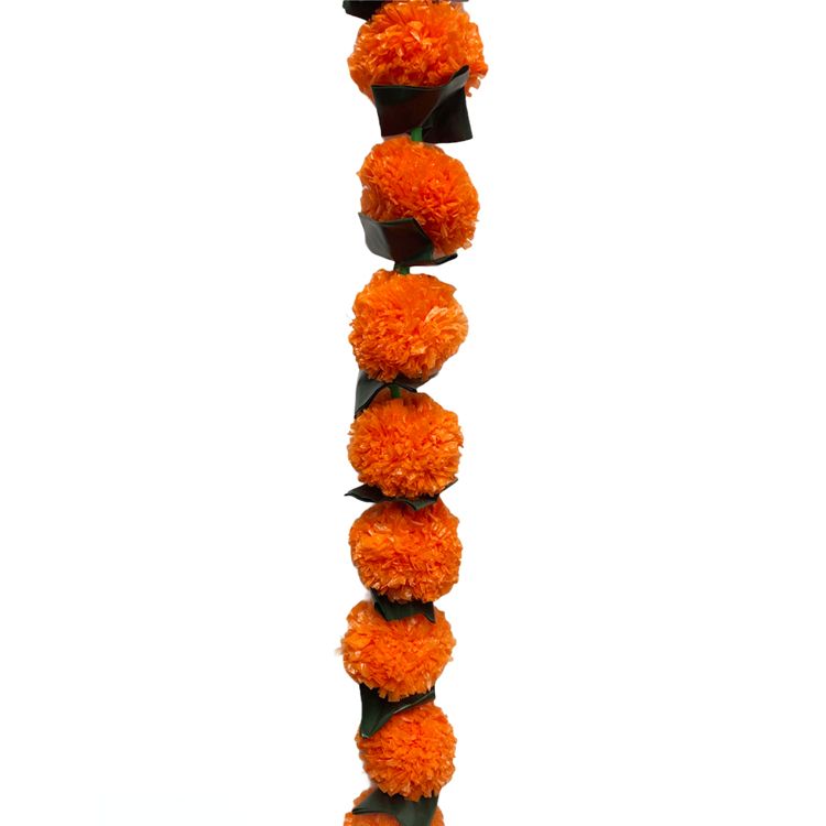 Single String Of Orange and Green Artificial Flower Ladi - 54"